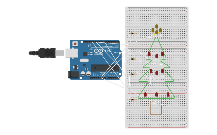 Circuit design Christmas Tree - Tinkercad