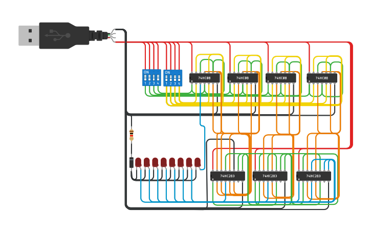 Circuit Design Binary Multiplier Tinkercad