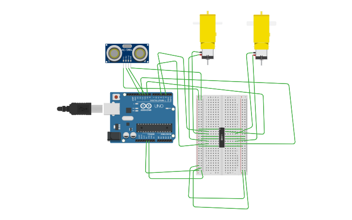 Circuit design obstacle avoidance robot - Tinkercad