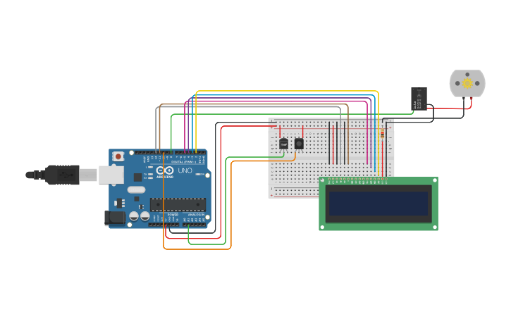Circuit design Temperature Based Fan Speed Control - Tinkercad