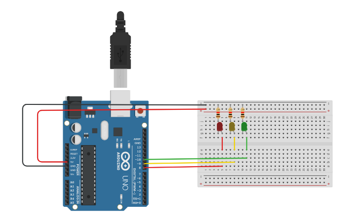 Circuit design Semáforo Carlos Galicia - Tinkercad