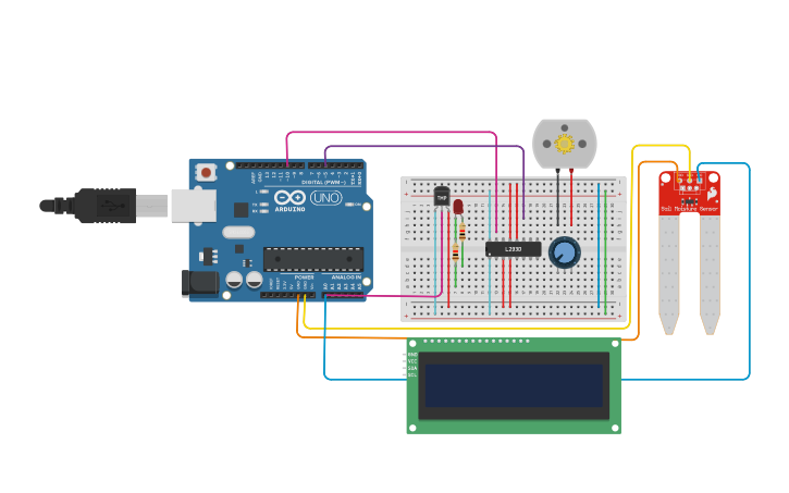 Circuit design Smart Watering System - Tinkercad