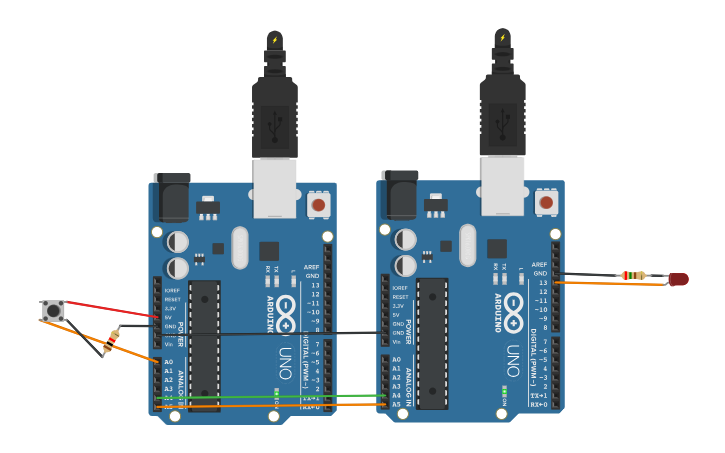 Circuit Design Copy Of I2c Communication Between Two Arduino Tinkercad