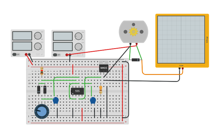 Circuit design PWM Controlled Electric Motor with 555 Timer - Tinkercad