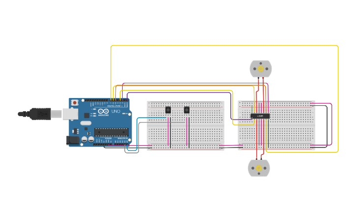 Circuit design IR sensor (line tracking) - Tinkercad