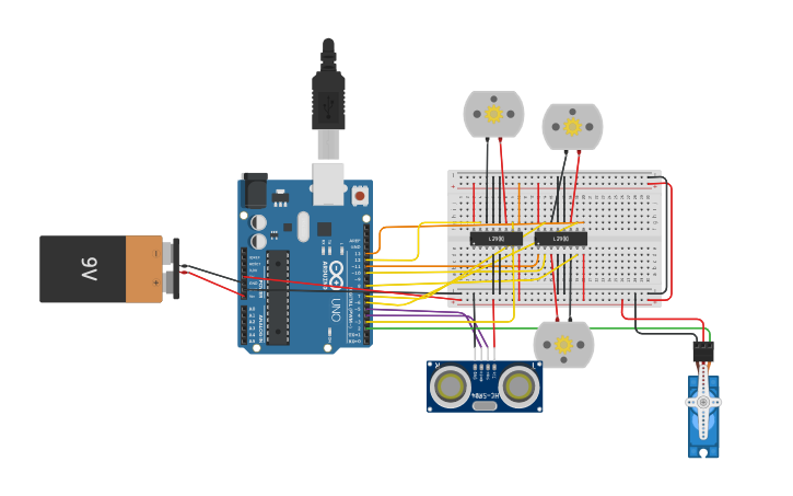 Circuit design Bug Detector Bot BreadBoard - Tinkercad