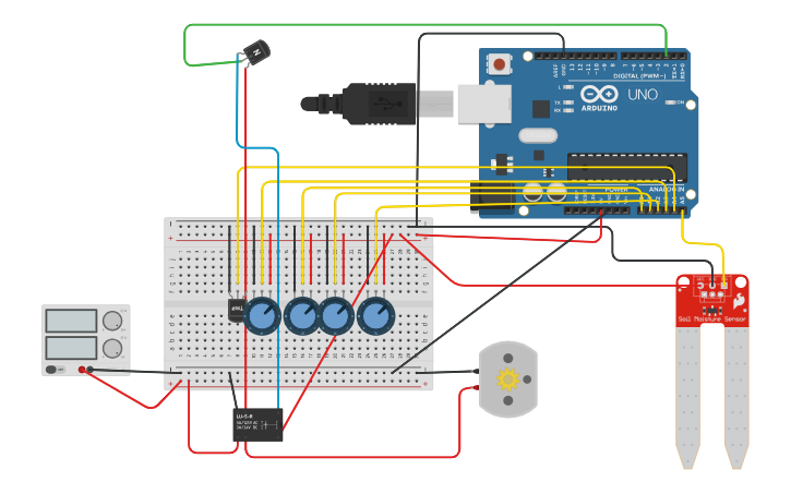 Circuit design smart agriculture - Tinkercad