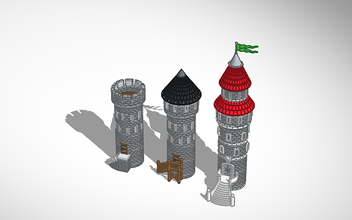 3D design Castle towers - Tinkercad
