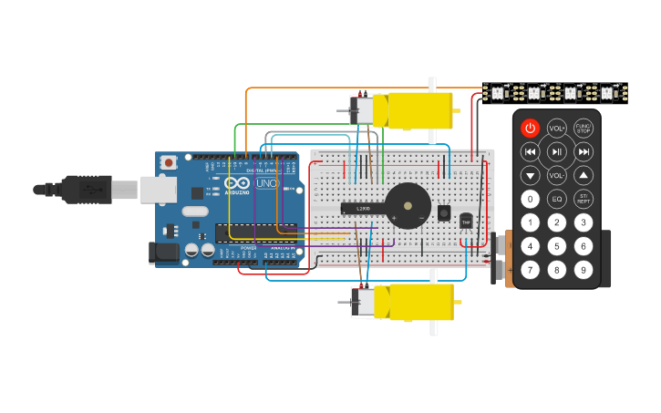 Circuit design Firetruck - Tinkercad