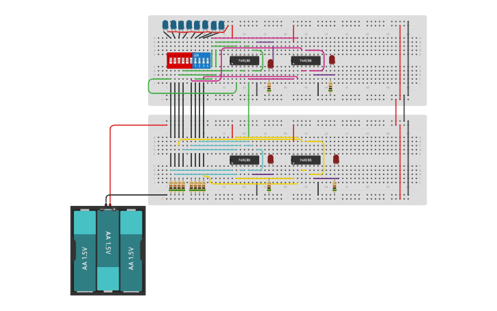 Circuit design Paridad Hamming - Tinkercad