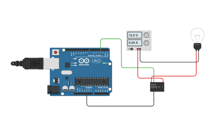 Circuit design SPDT Relay - Tinkercad