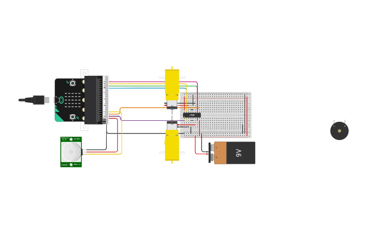 Circuit design Microbit and Motor - Tinkercad