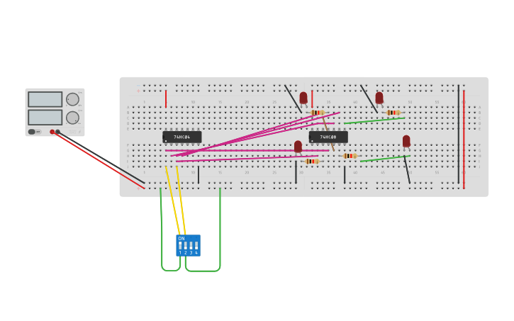 Circuit design 2 to 4 Decoder - Tinkercad