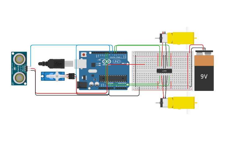Circuit design Obstacle Avoiding Robot - Tinkercad