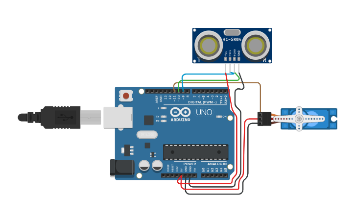 Circuit design EEE PROJECT (Arduino Rader System) - Tinkercad