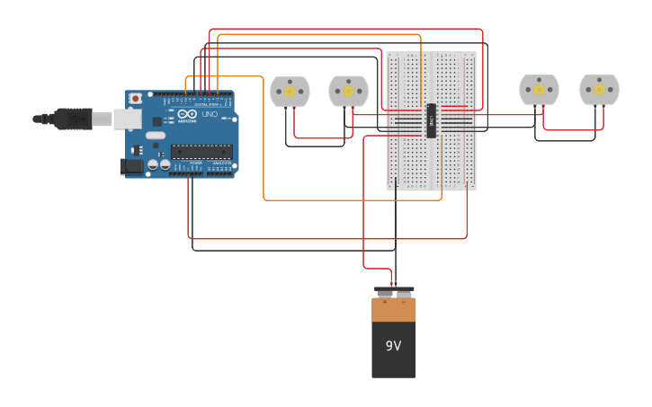 Circuit design Practical_3a_Motor_Controller_by_KeyBoard - Tinkercad