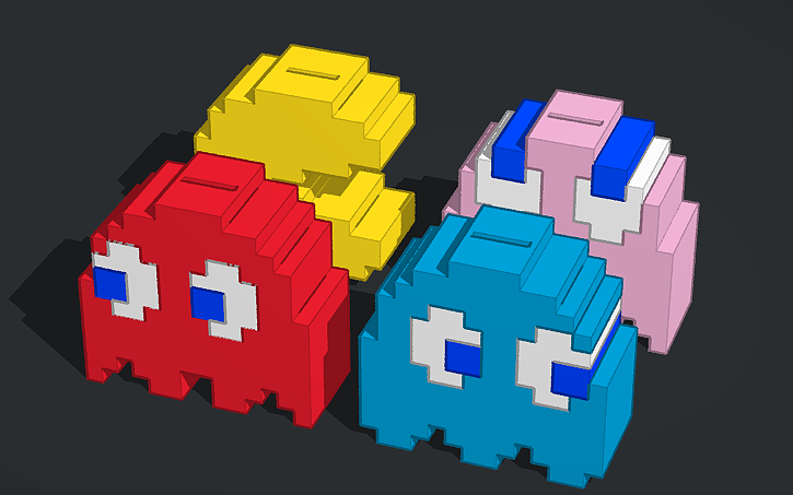 3D design pac man piggy bank - Tinkercad