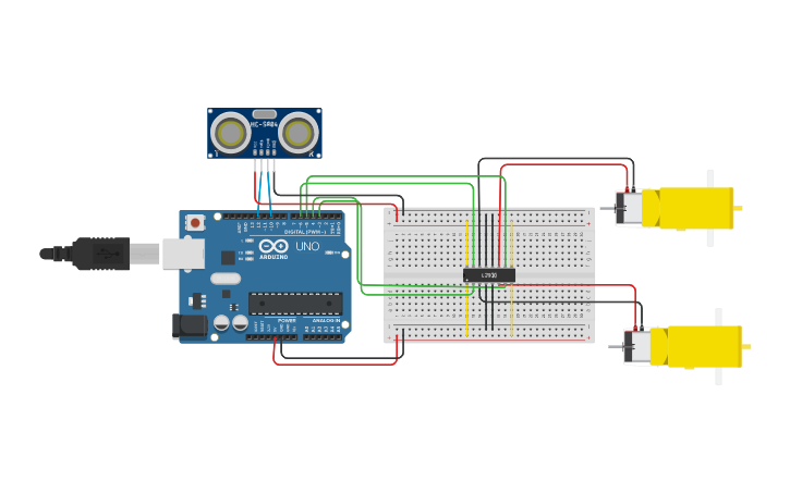 Circuit design Obstacle avoiding robot - Tinkercad