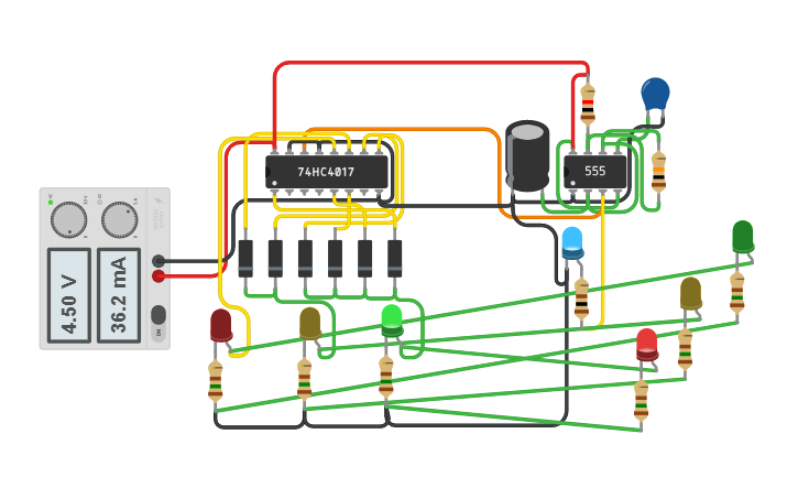 Circuit design Two Way UK Traffic Light (555 Timer, CD4017 Decade ...
