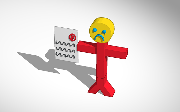 3D design Sad kid that got a F on his paper. - Tinkercad