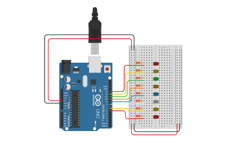 Circuit design Arduino Circuit 8 LED - Tinkercad
