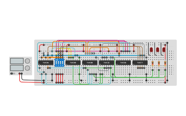 Circuit design 2 Bit Magnitude Comparator - Tinkercad