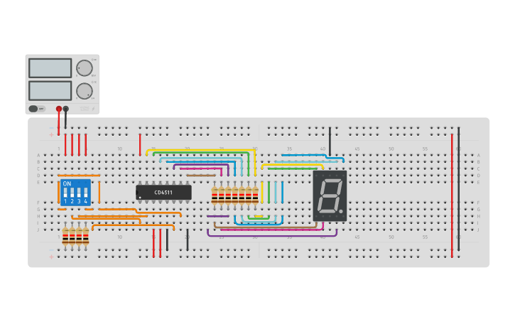 Circuit design BCD to 7-segment Decoder - Tinkercad