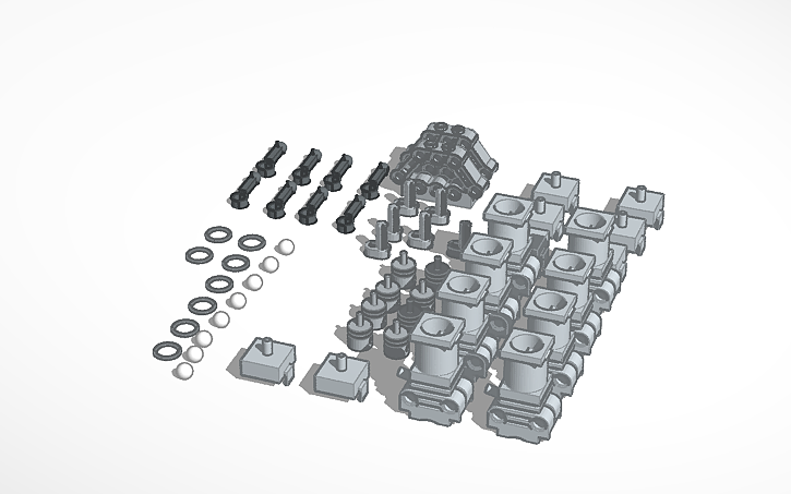 3D design 2 stroke v8 compressed air engine - Tinkercad