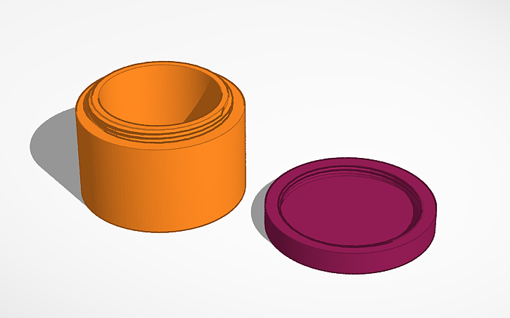 3D design thread round box with lid - Tinkercad