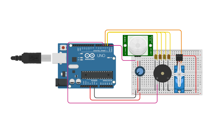 Circuit design Motion Sensor - Tinkercad