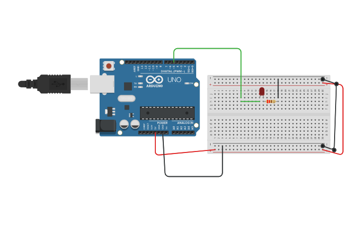 Circuit design Práctica 1_Un led S_V - Tinkercad
