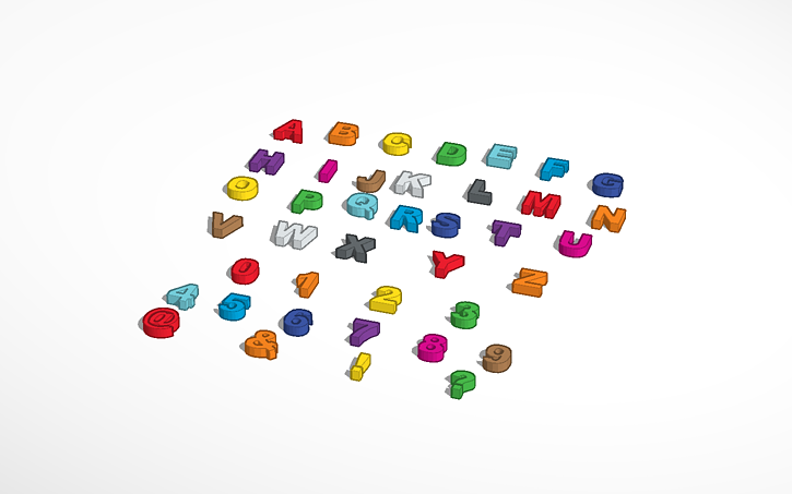 3D design The letters, numbers and symbols in typing - Tinkercad