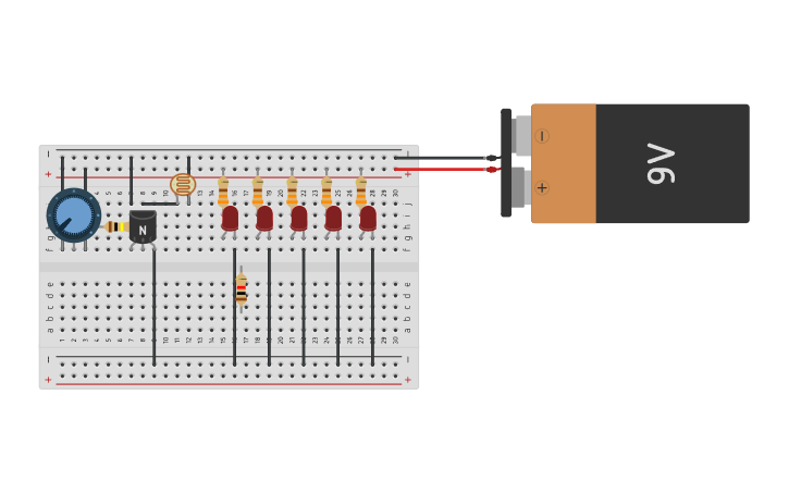 Circuit design ECE BREADBOARD LAY OUT - Tinkercad