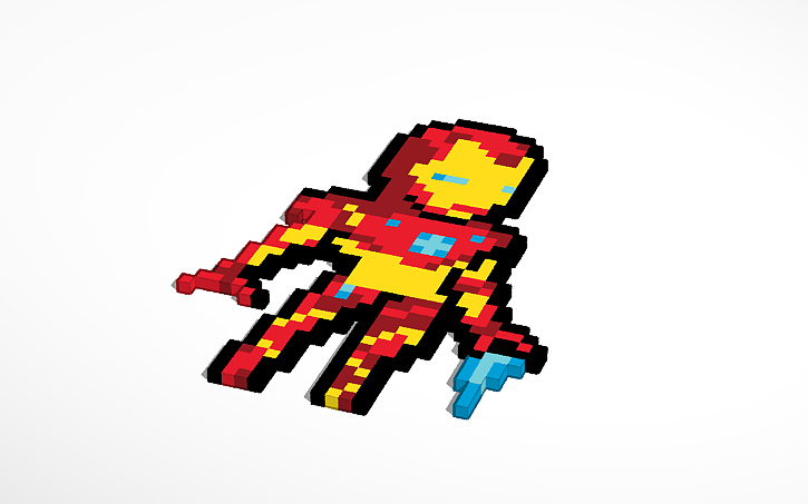 3D design iron man pixel art - Tinkercad