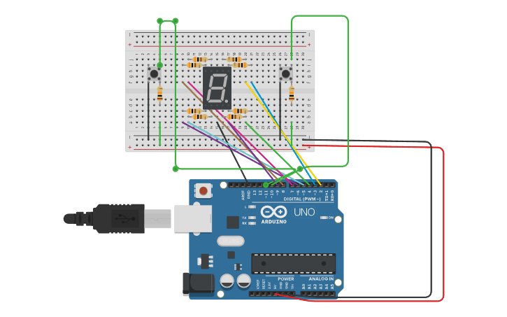 Circuit design Botão Incrementar/Decrementar Display 7 Segmentos ...