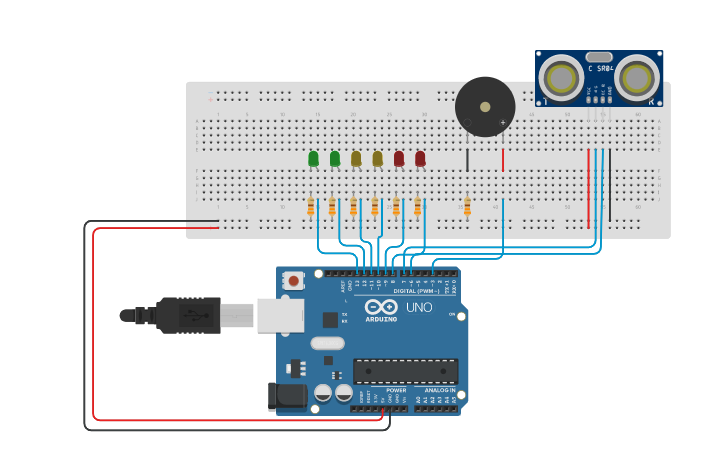 Circuit Design Distance Sensor Tinkercad
