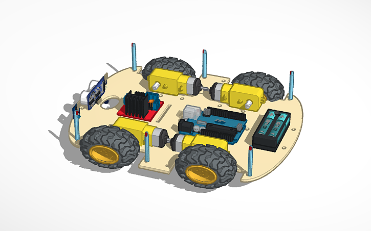 3D design Line following and Obstacle avoiding robot - Tinkercad