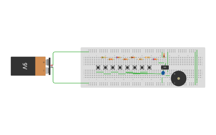 Circuit design path setted piano - Tinkercad