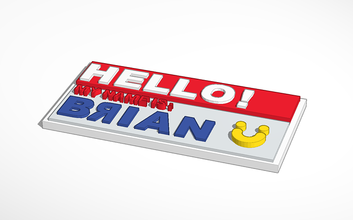 3D design Name Tag - Tinkercad