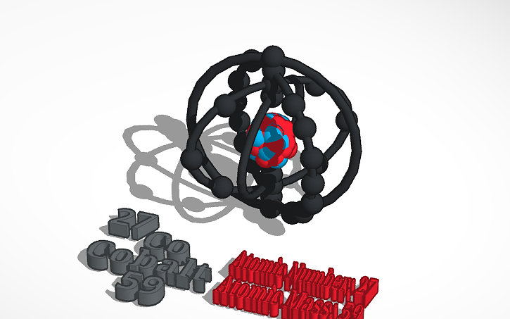 3D design Atom Model for Cobalt - Tinkercad