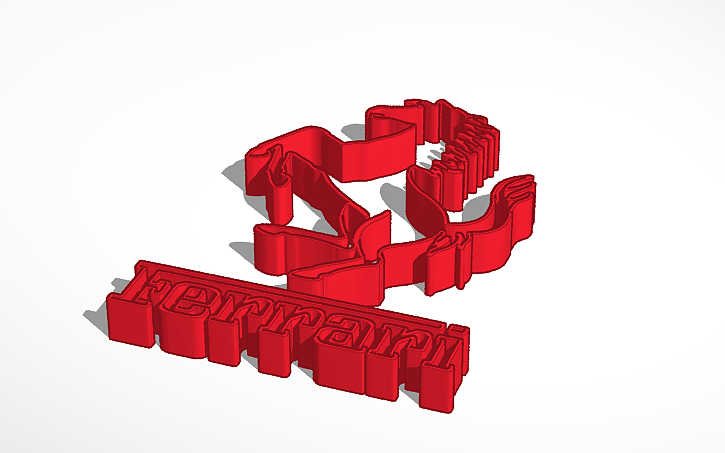 3D design Ferrari Outline Cavallino and Logo - Tinkercad
