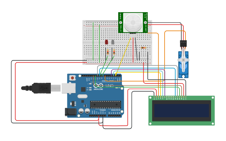 Circuit design Pagar Otomatis - Tinkercad