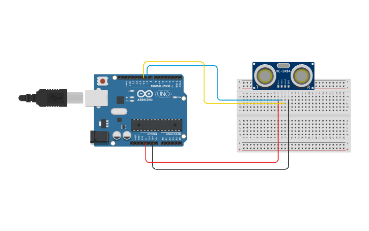 Circuit design ue235090 ultrasonic sensor - Tinkercad