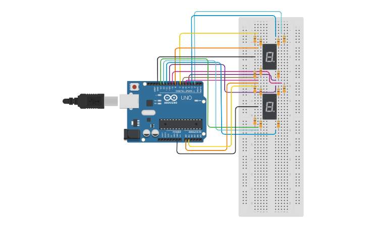 Circuit design Conversor Hexadecimal a Decimal - Tinkercad