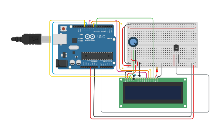 Circuit design Sensor de Temp - Tinkercad