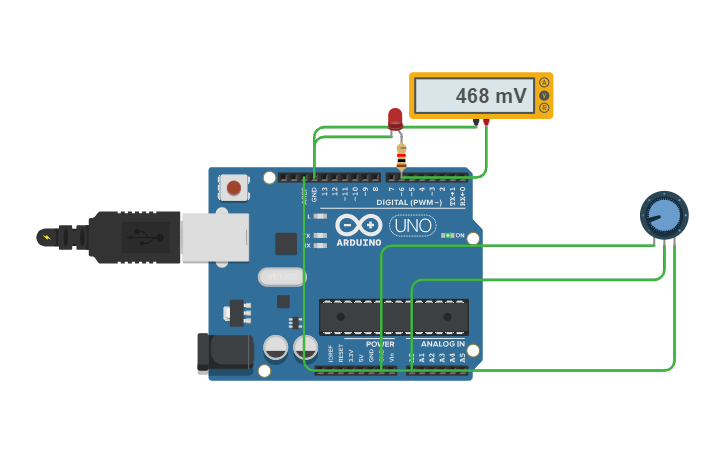 Circuit design Brightness Of An Led Controlled By A Potentiometer Using ...