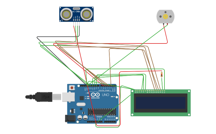 Circuit design lcd distance - Tinkercad