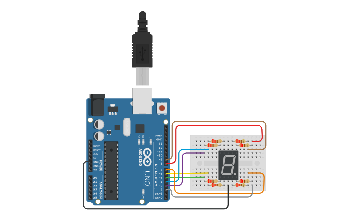 Circuit design Arduino 7 Segment Display - Tinkercad