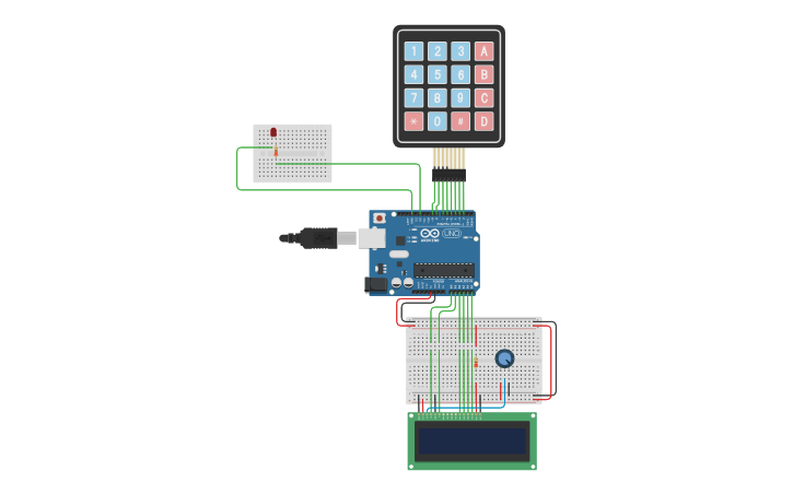 Circuit design Using keypad and LCD Display for Password Protection Arduino - Tinkercad