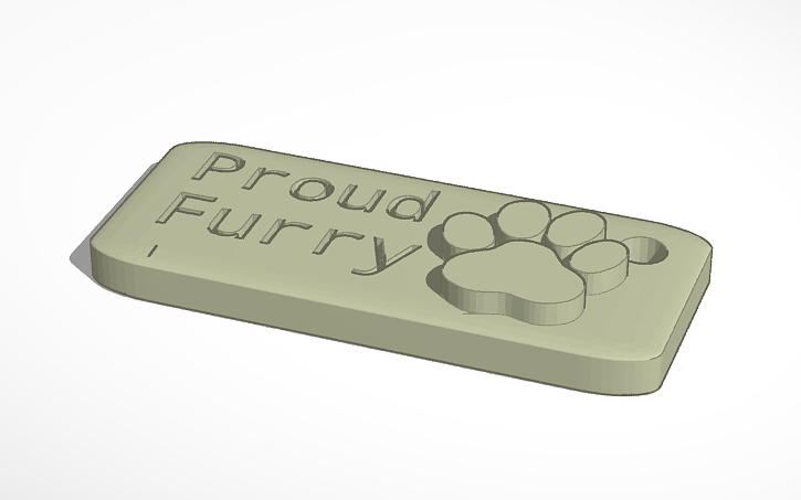 3D design "Proud Furry" keychain. Made by A Furry, For A Furry - Tinkercad